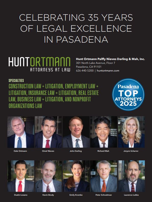 Ten Hunt Ortmann Attorneys Recognized as 2025 Top Attorneys by Pasadena ...